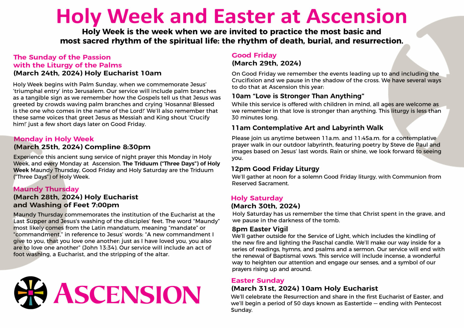 Holy Week and Easter – Church of the Ascension